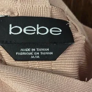 bebe | Dresses | Bebe Bodycon Bandage Halter Strap Midi Dress Nude Med ...